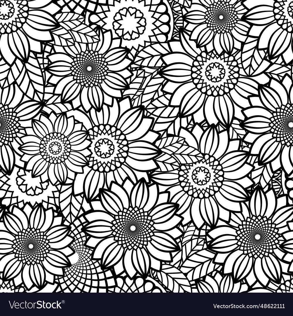 Sunflowers seamless pattern background Royalty Free Vector
