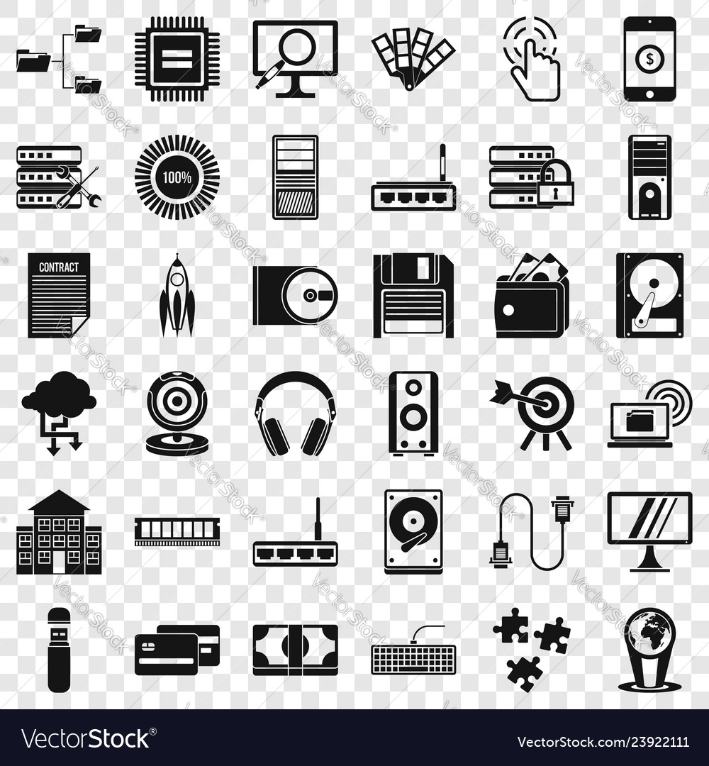 Web operation icons set simple style Royalty Free Vector
