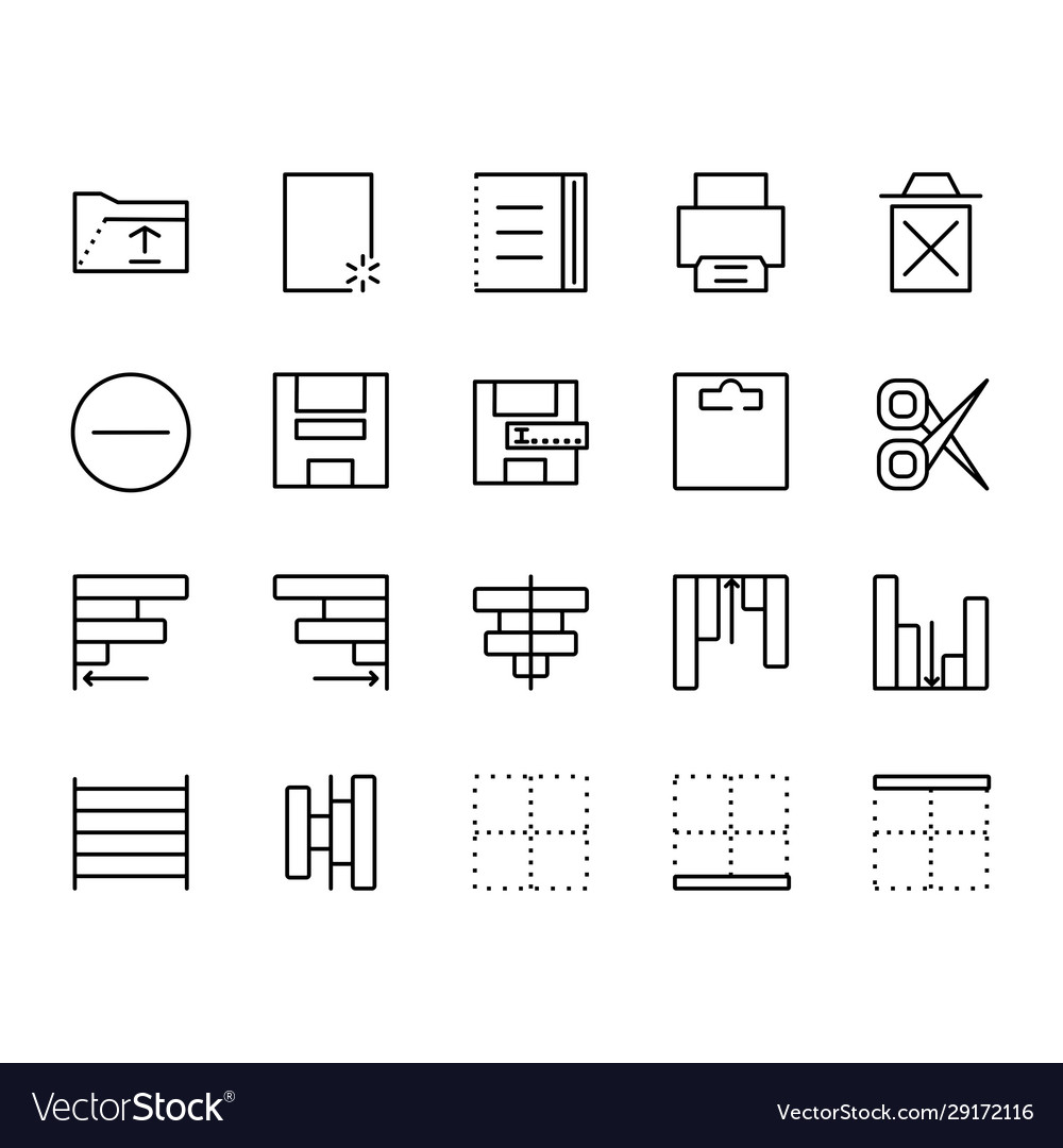 Application Icon Set Design Line Style Part 1 Vector Image