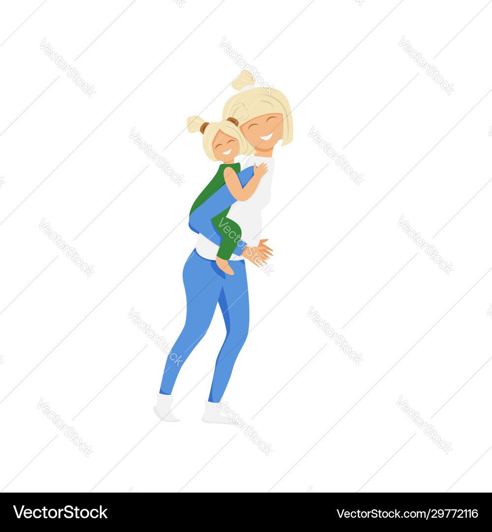 Blond mother and daughter in flat Royalty Free Vector Image