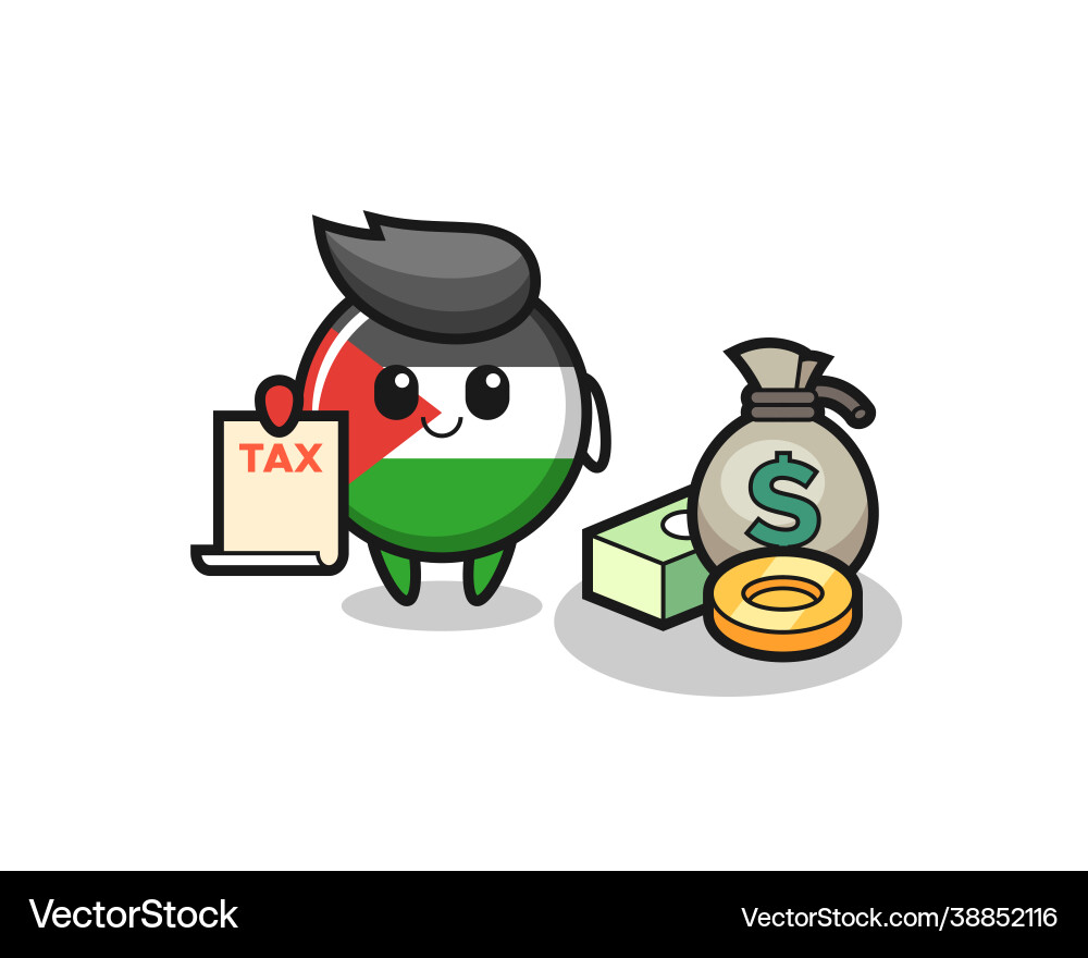 Character cartoon palestine flag badge Royalty Free Vector