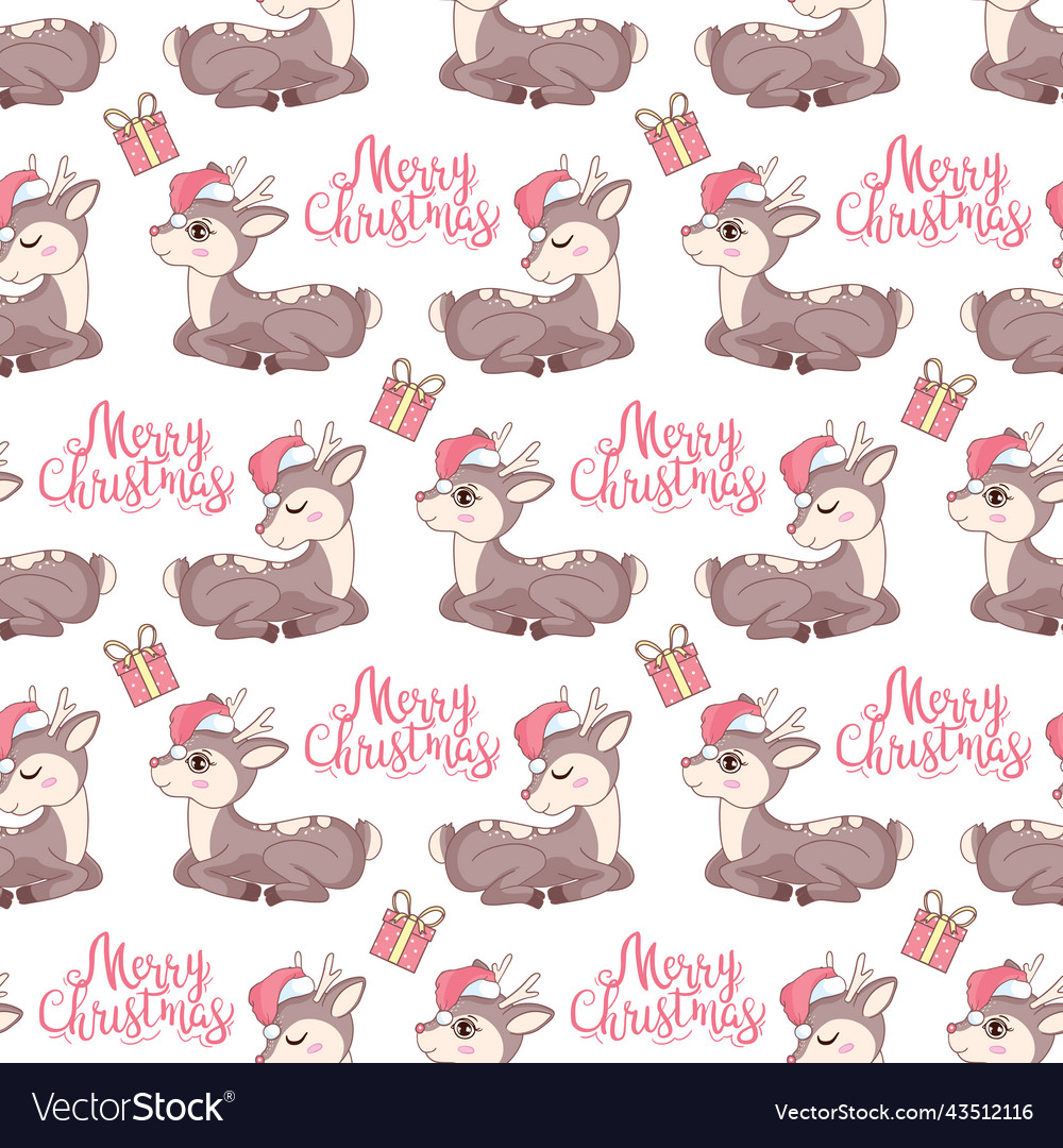 Christmas deer seamless pattern Royalty Free Vector Image
