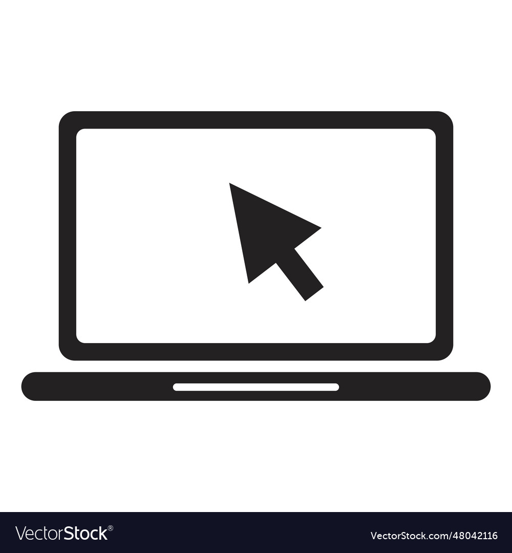 Computer with mouse pointer icon Royalty Free Vector Image