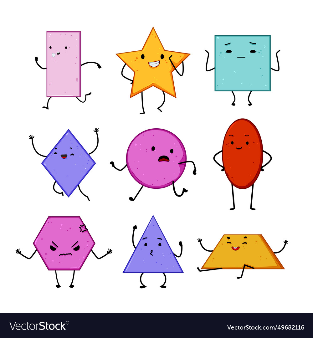 Geometric shape character set cartoon Royalty Free Vector