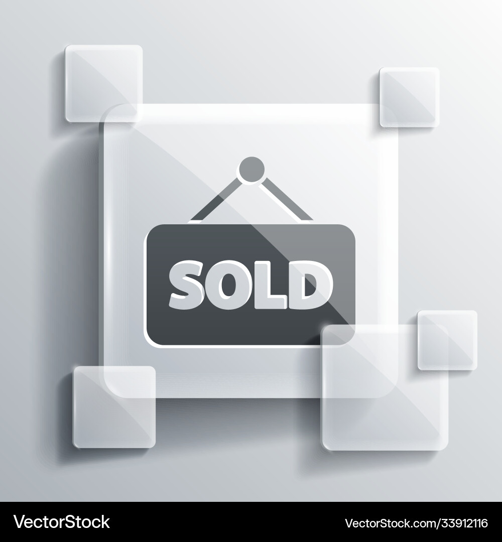 Grey hanging sign with text sold icon isolated Vector Image