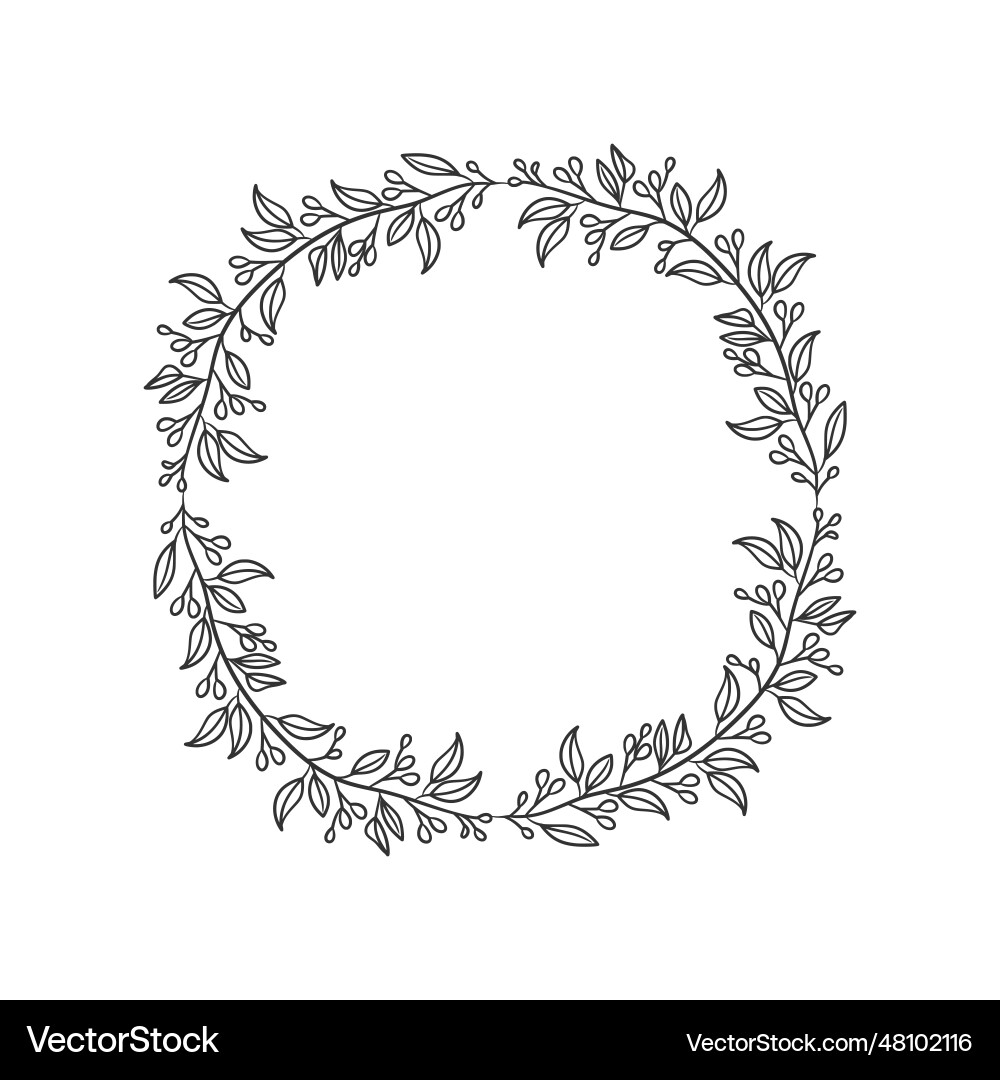 Hand drawn wreath circular art black and white Vector Image