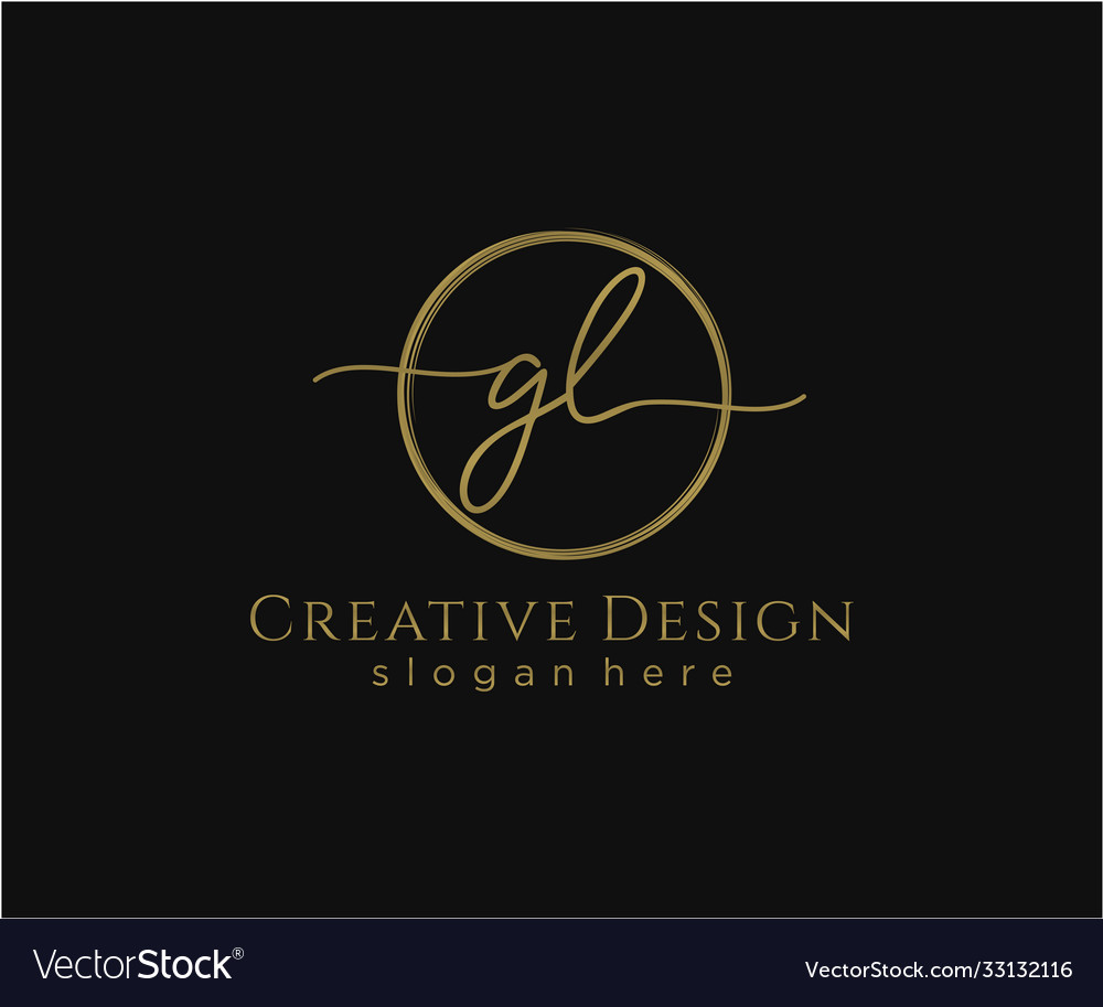 Initial gl handwriting logo with circle template Vector Image