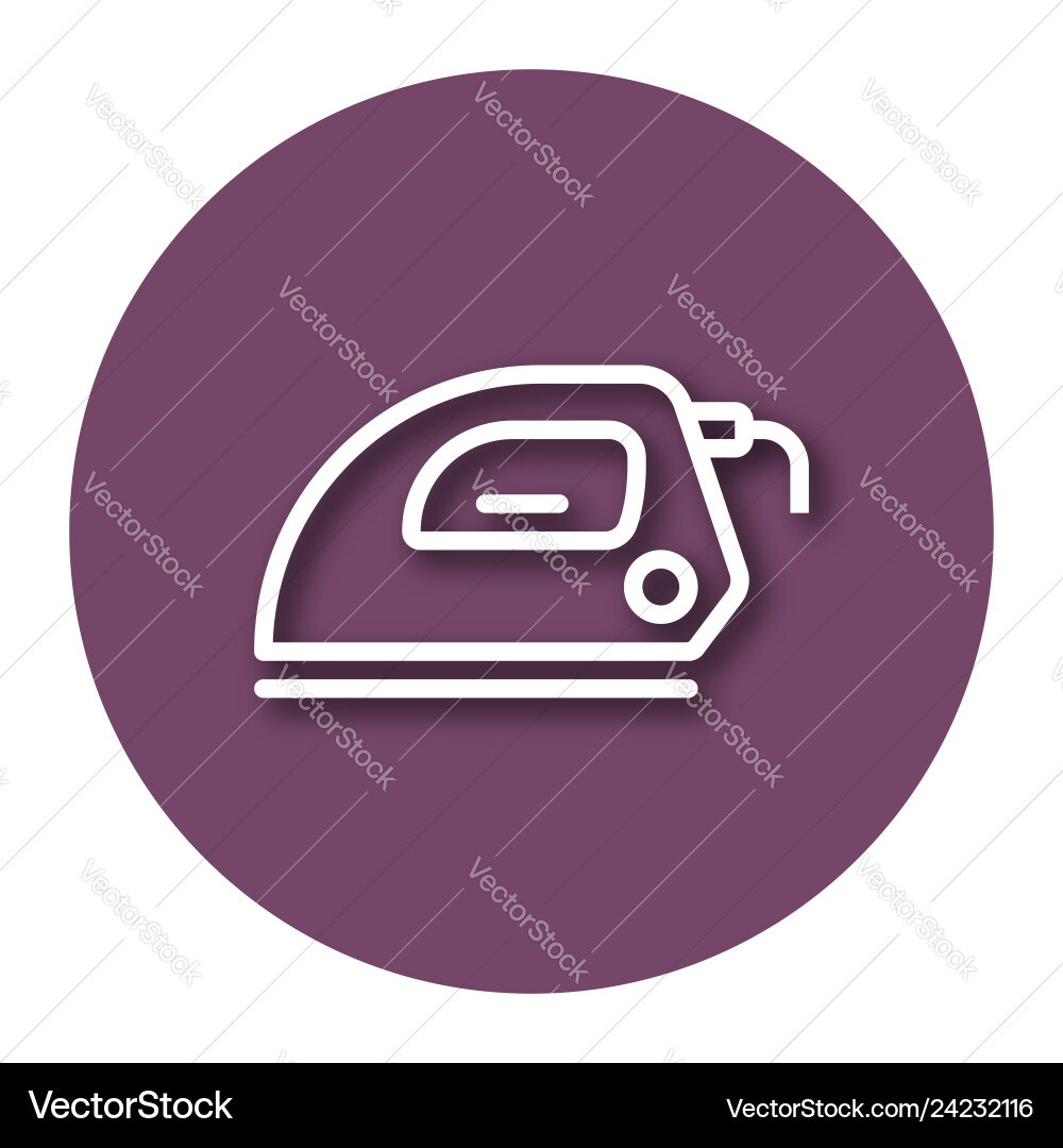 Line icon of electric iron with shadow eps 10 Vector Image