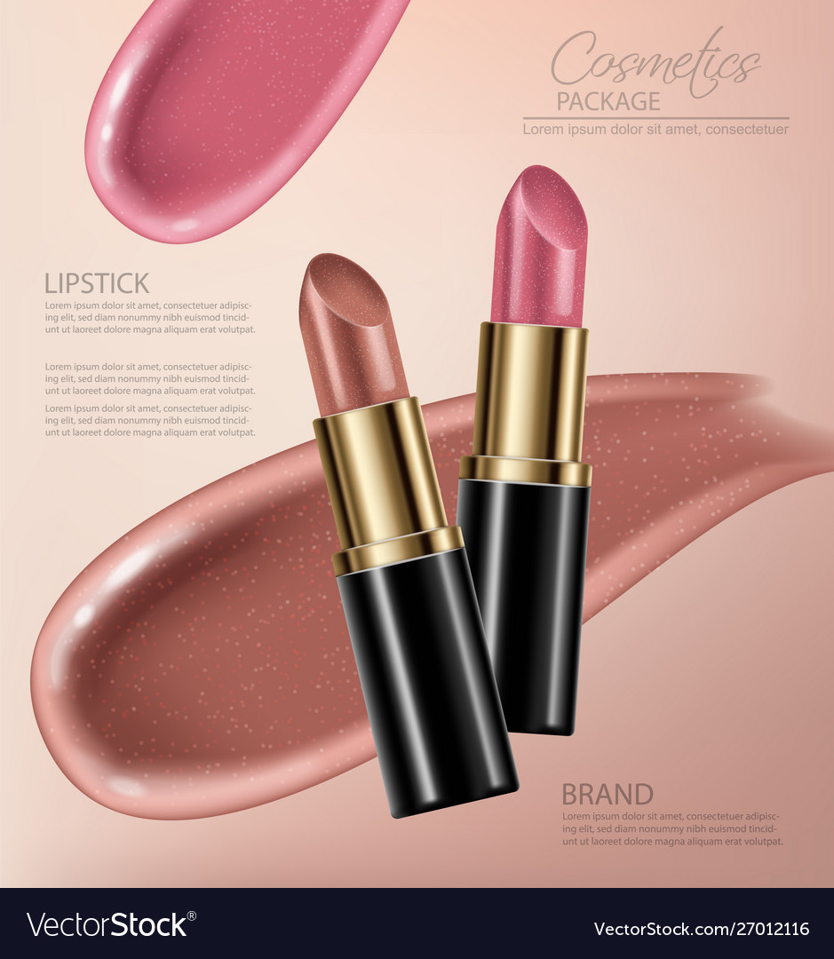 Lipstick sets mock up realistic 3d advertising Vector Image