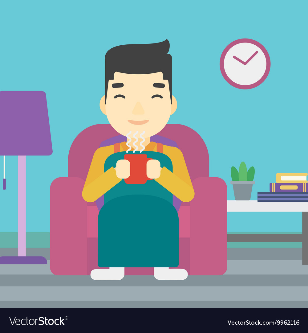 Man drinking coffee or tea Royalty Free Vector Image