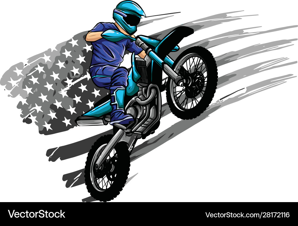 Motocross rider on a motorcycle Royalty Free Vector Image