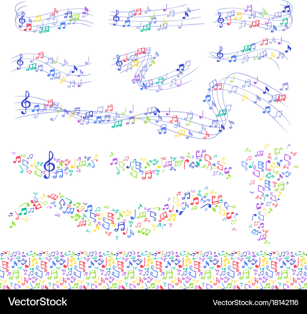 Notes music melody colorful musician Royalty Free Vector