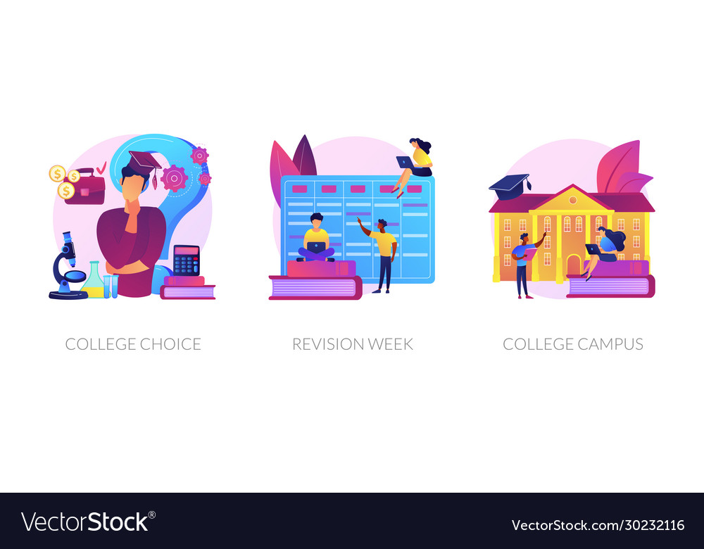 On-campus learning concept metaphors Royalty Free Vector