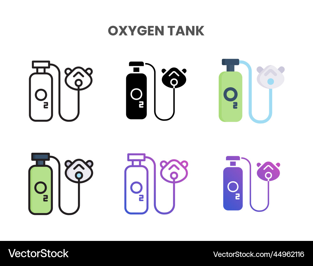 Oxygen tank icons set with different styles Vector Image