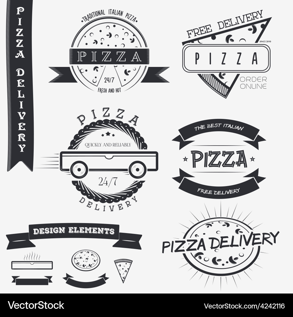 Pizza delivery the food and service set Royalty Free Vector