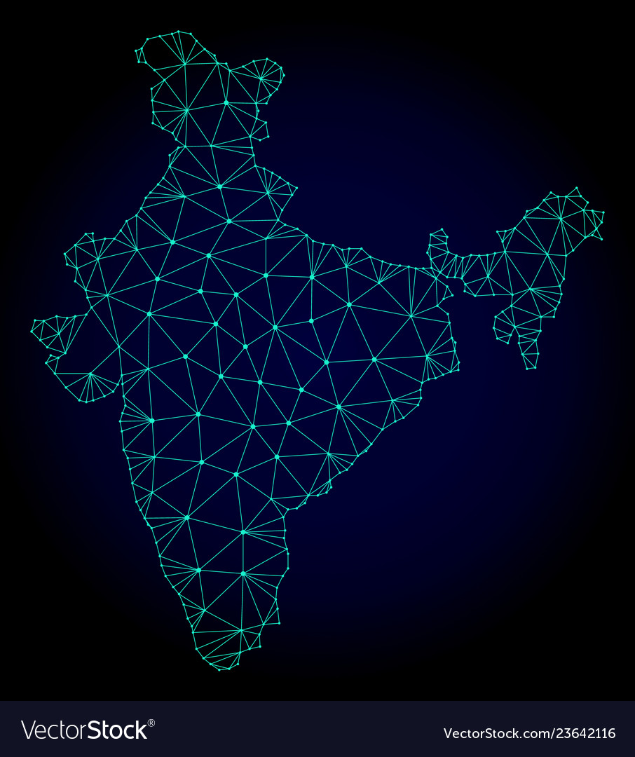 Polygonal 2d mesh map india Royalty Free Vector Image