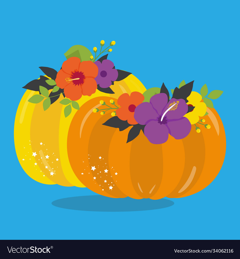 Pumpkins two pumpkin 08 Royalty Free Vector Image