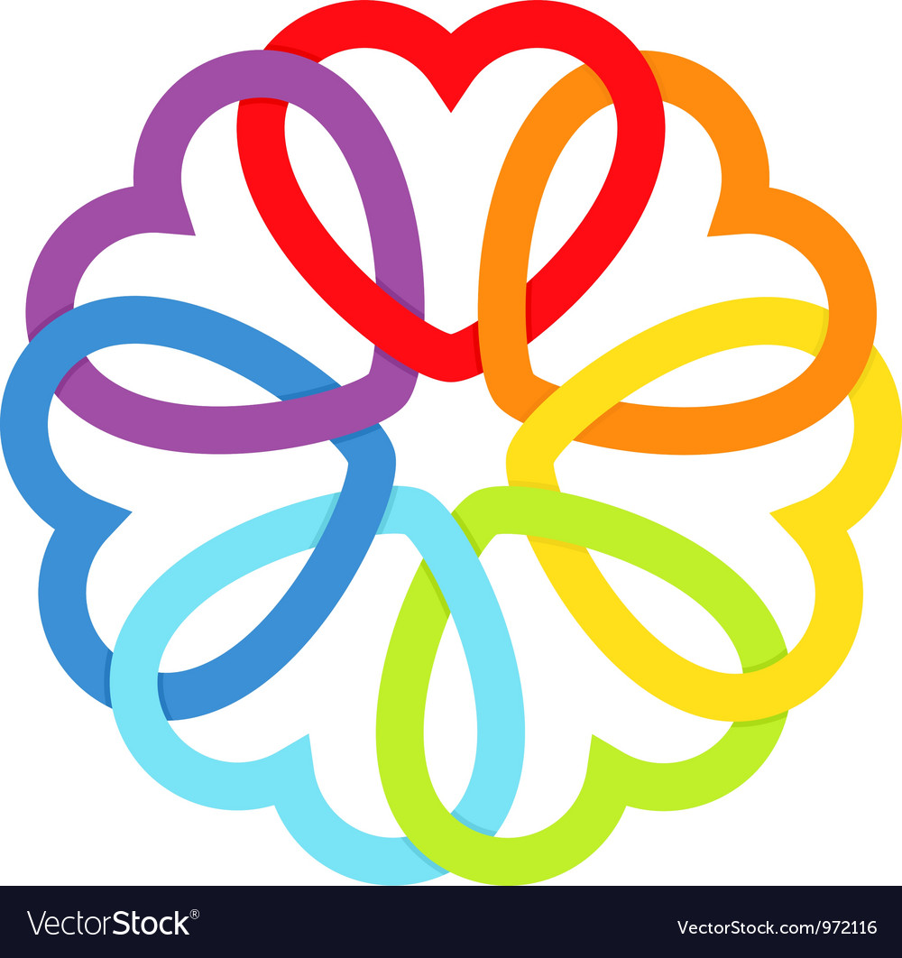 Rainbow connected hearts Royalty Free Vector Image