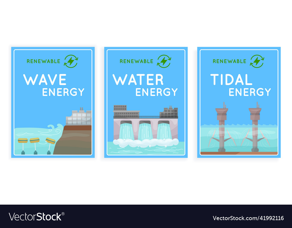 Renewable energy source posters collection Vector Image