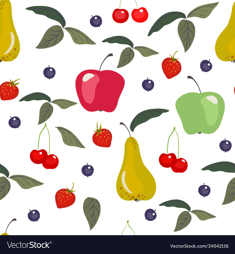 Seamless pattern with different fruits Royalty Free Vector