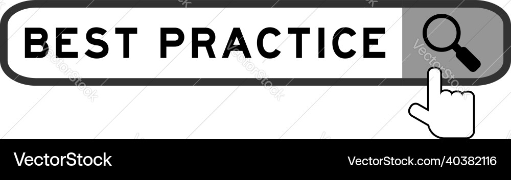 Search banner in word best practice with hand Vector Image
