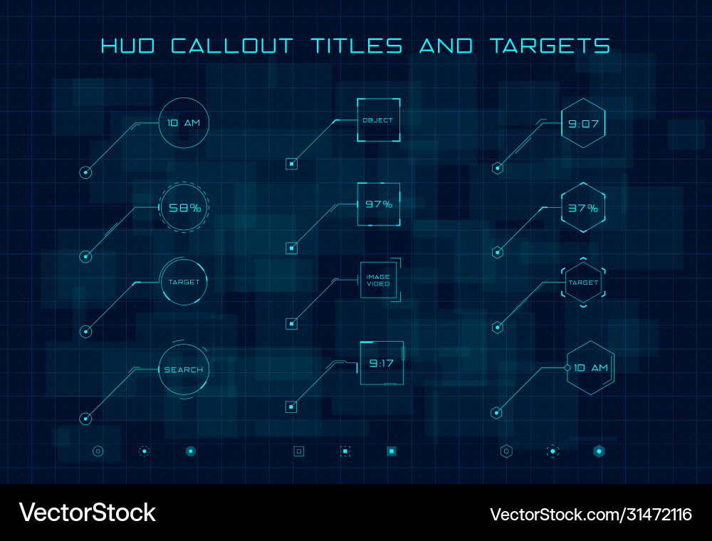 Set blue callout titles and targets in hud Vector Image