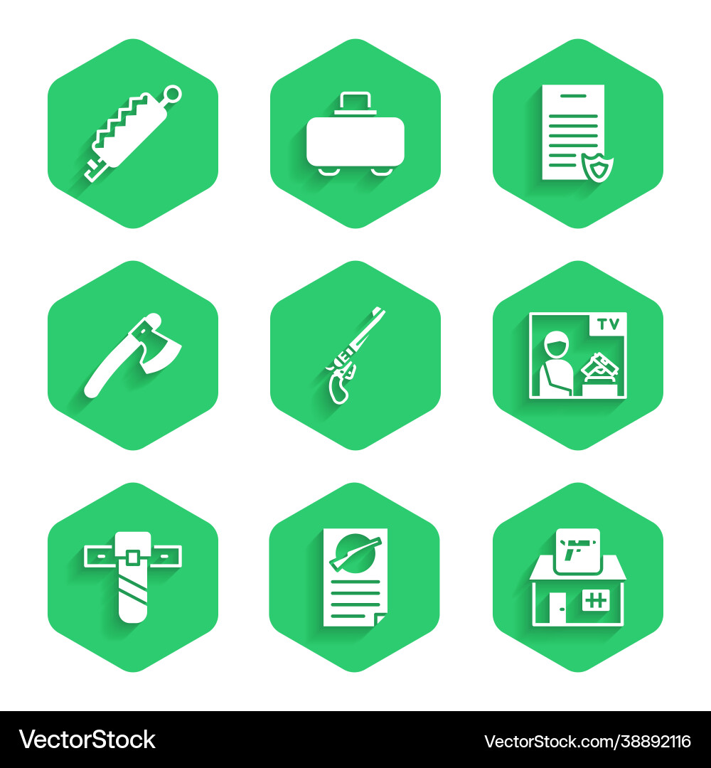 Set revolver gun firearms license certificate Vector Image