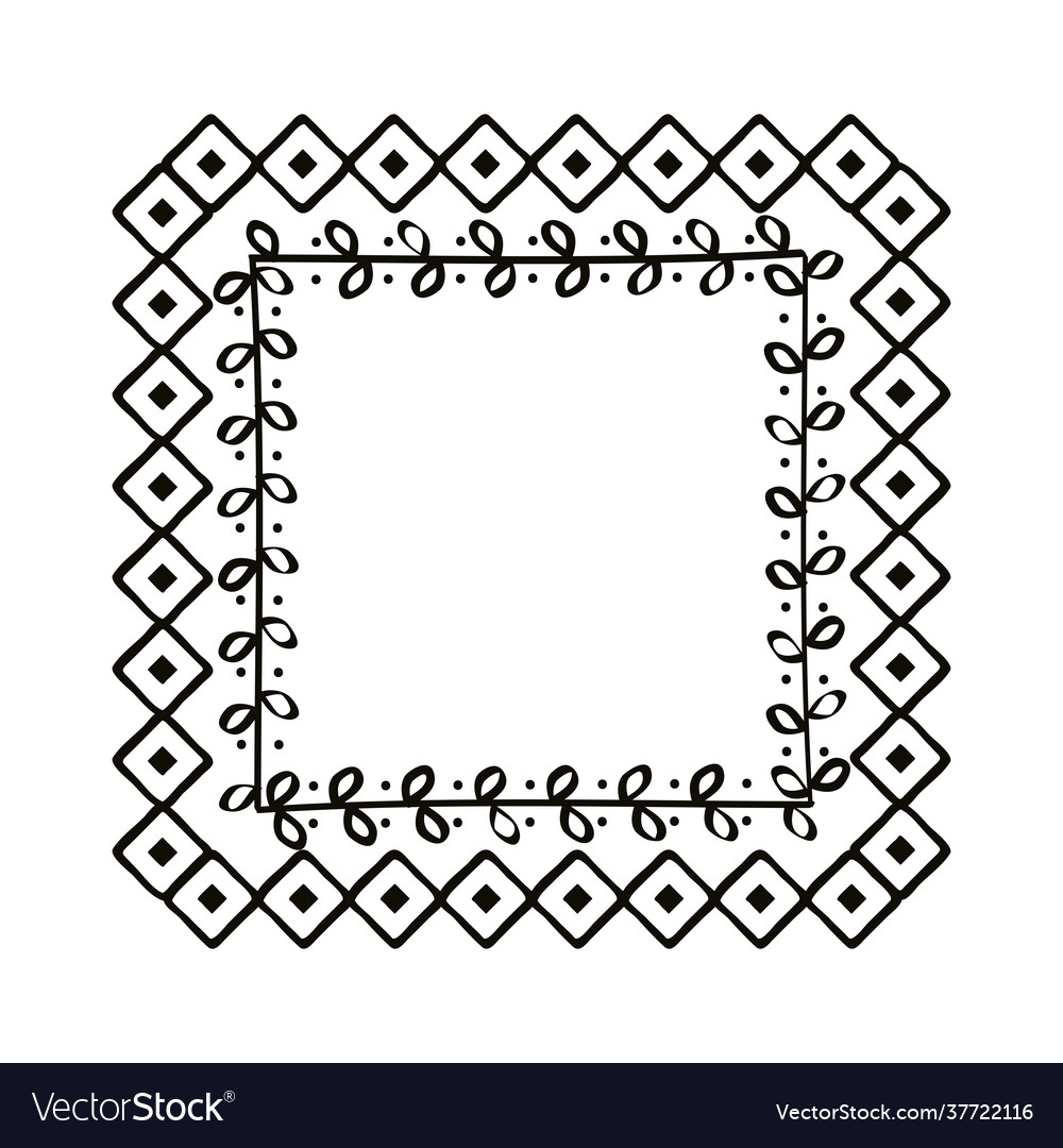 Square draw geometric frame Royalty Free Vector Image