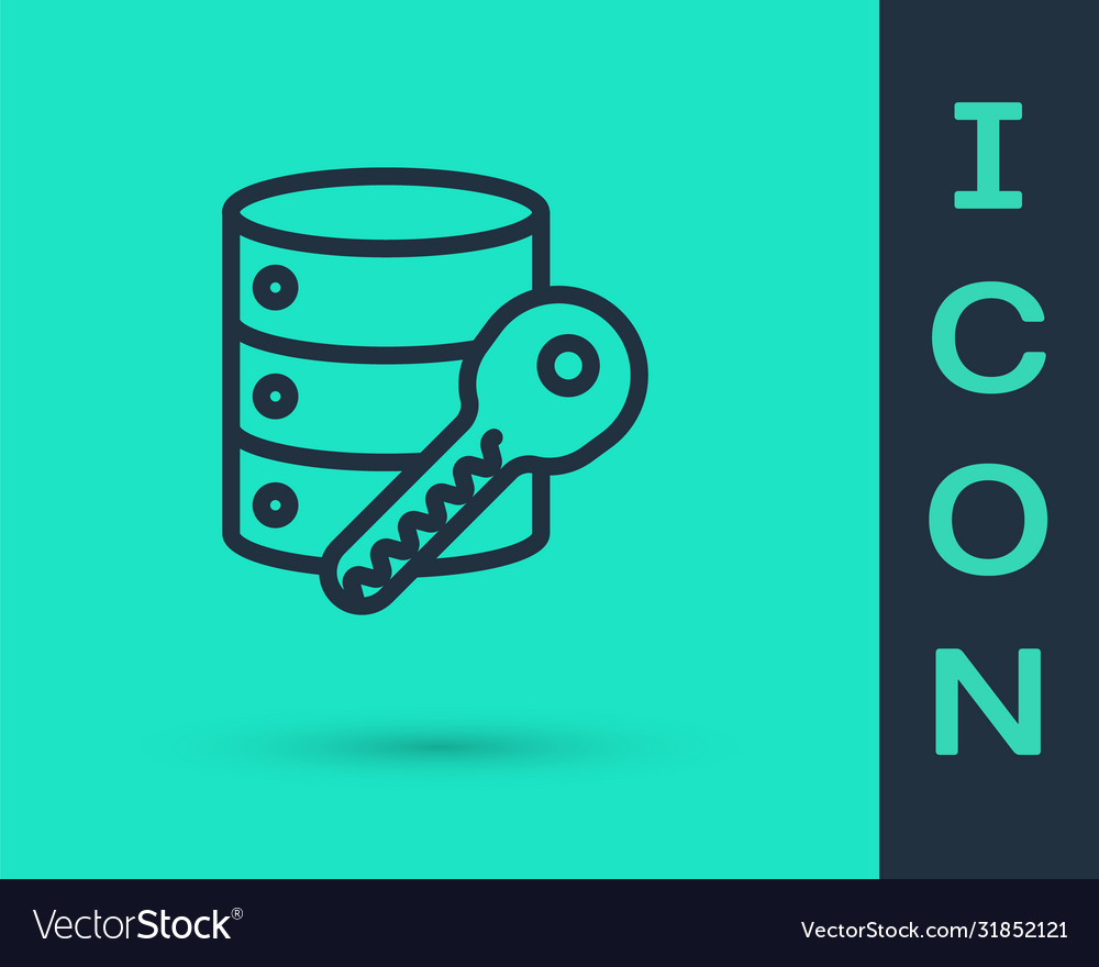 Black line server security with key icon isolated Vector Image