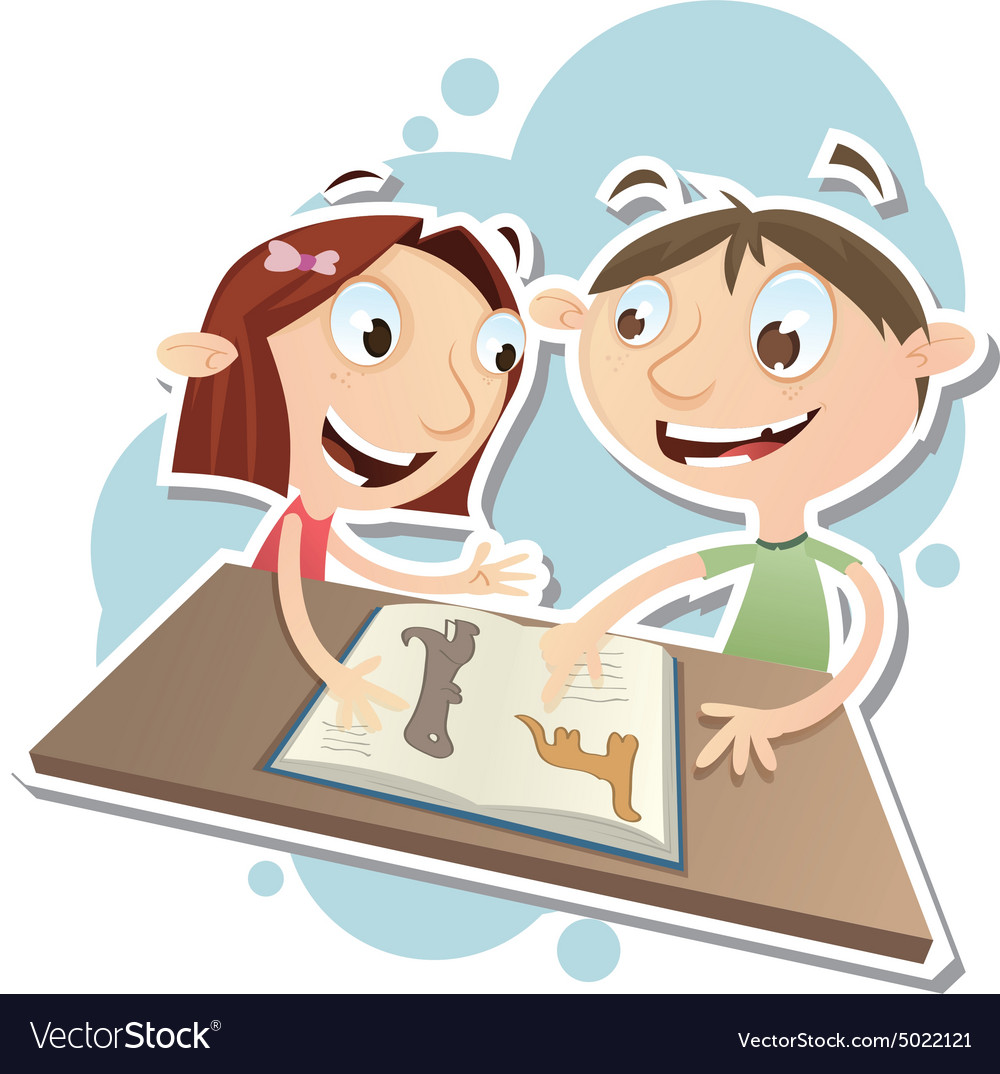 Children reading book Royalty Free Vector Image