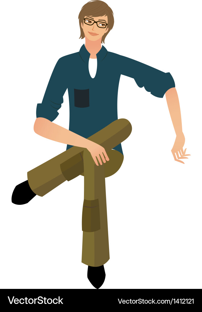 Close-up of man sitting Royalty Free Vector Image