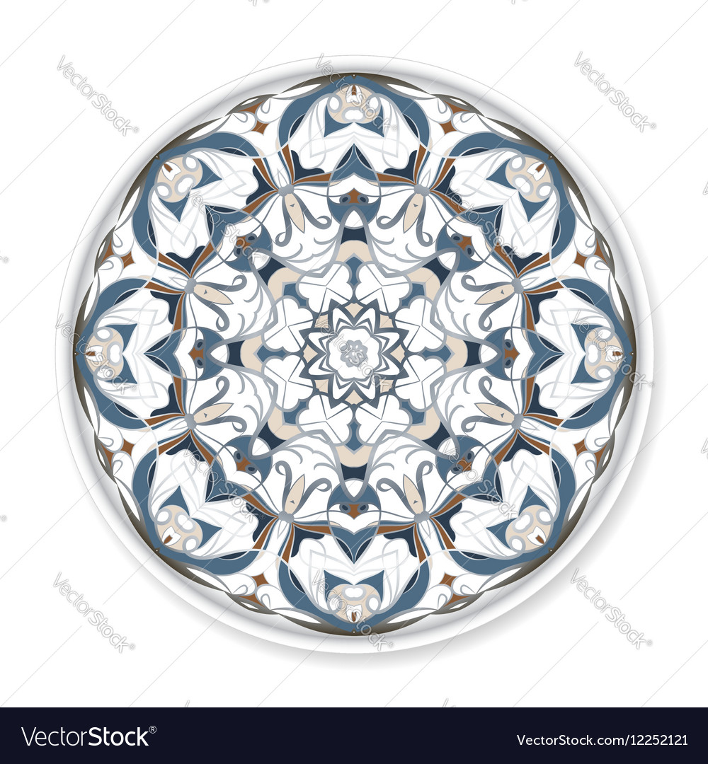 Colorful decorative plate with pattern Royalty Free Vector