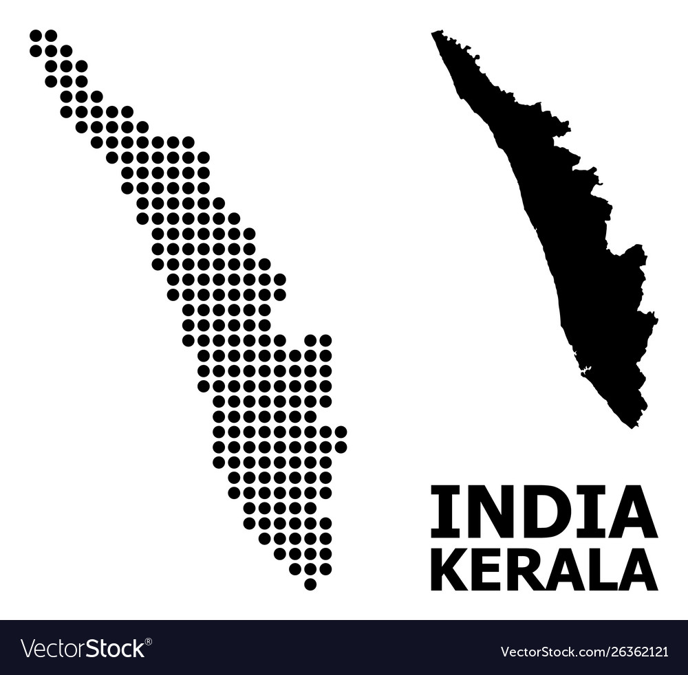 Dot pattern map kerala state Royalty Free Vector Image