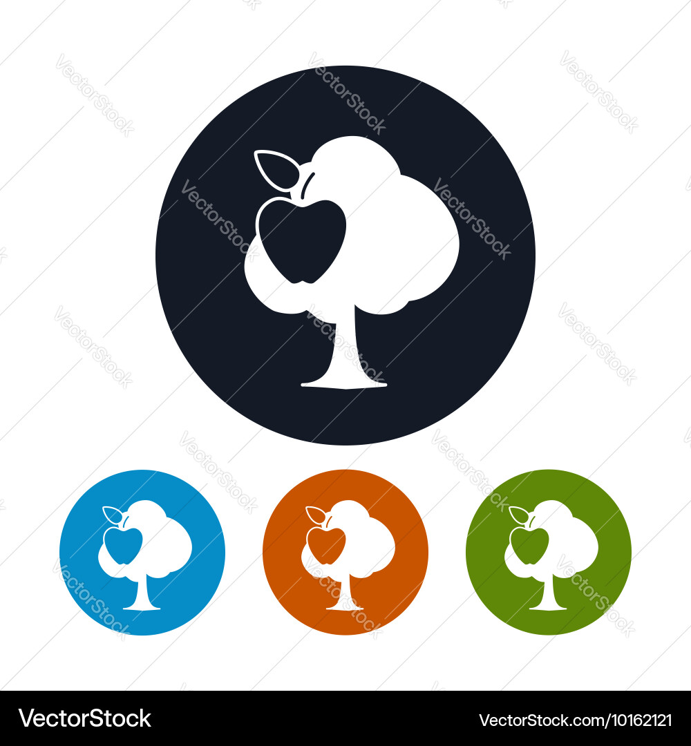 Four types round icons apple tree Royalty Free Vector Image