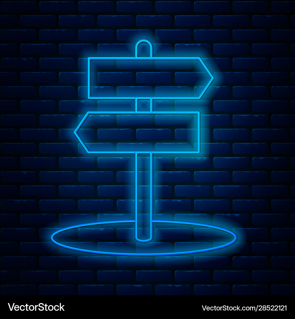 Glowing neon line road traffic sign signpost icon Vector Image