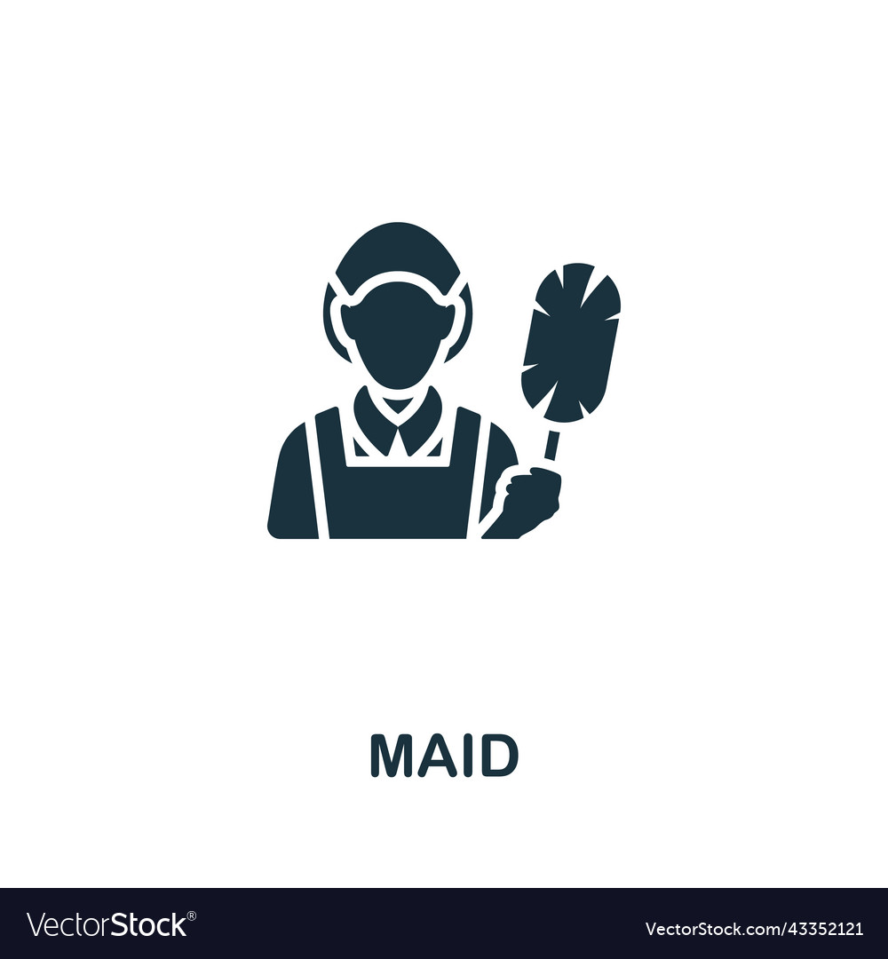 Maid icon monochrome simple line housekeeping Vector Image Maid icon monochrome simple line housekeeping Vector Image