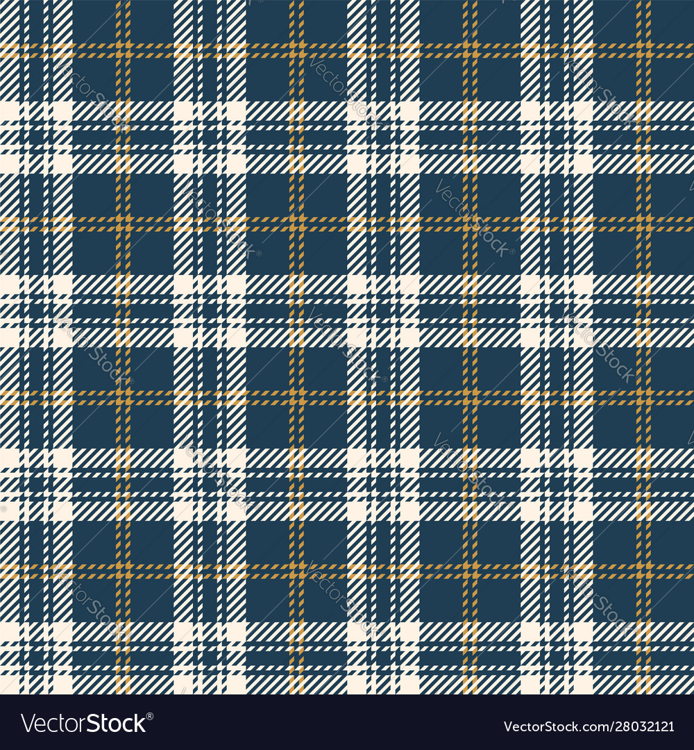 Seamless check plaid blue gold pattern Royalty Free Vector