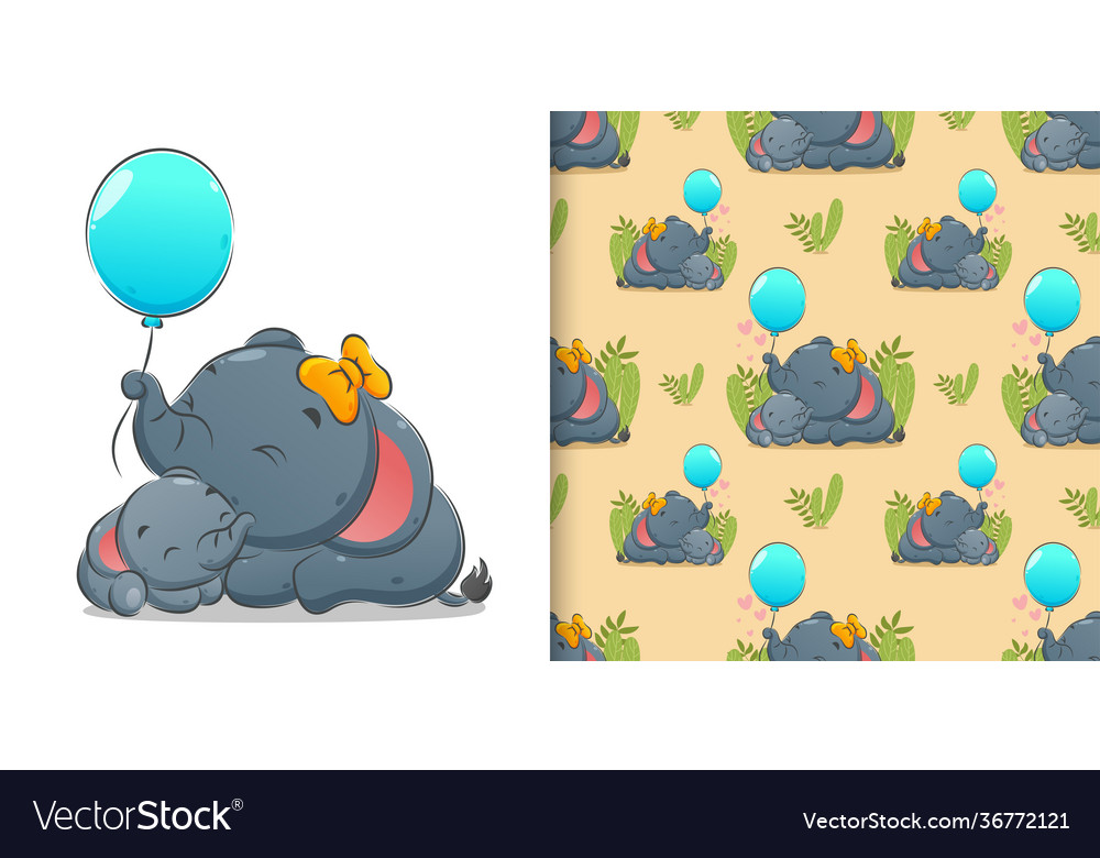 Seamless new born elephant sleeping Royalty Free Vector