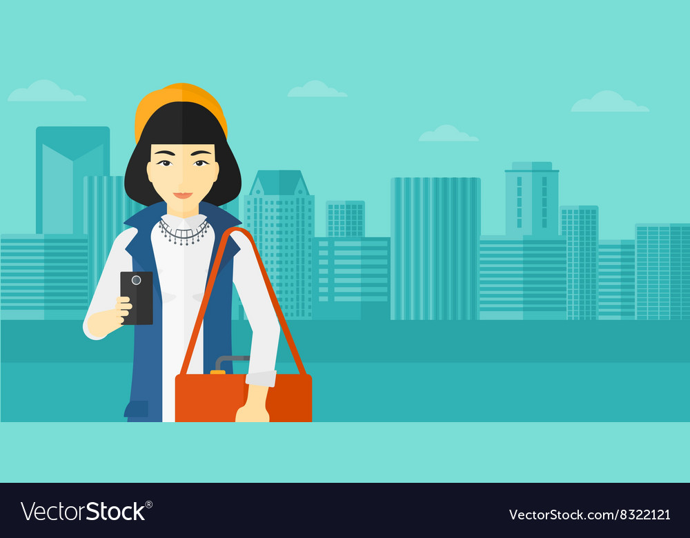 Woman using smartphone Royalty Free Vector Image