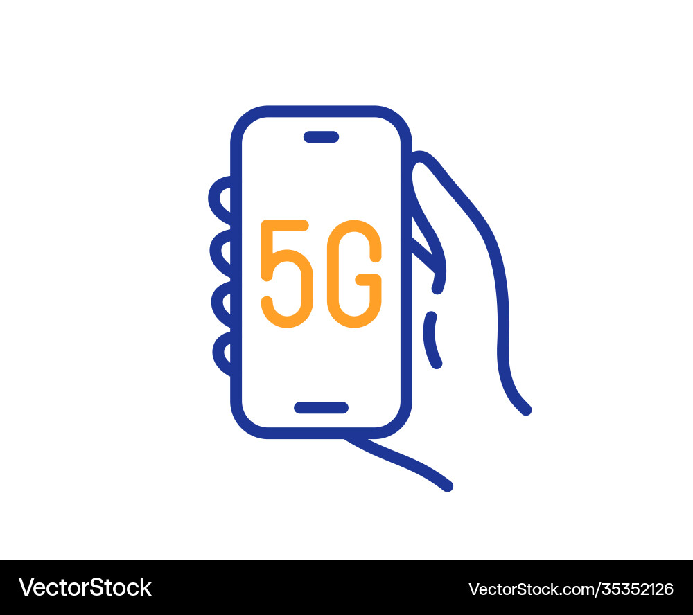5g internet app line icon hand hold phone sign Vector Image