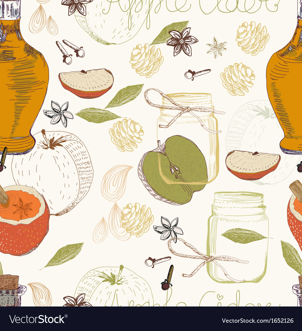 Apple cider seamless background Royalty Free Vector Image
