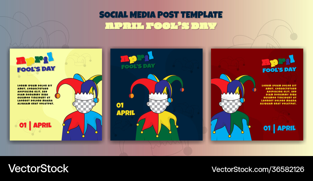 April fools day design set social media post Vector Image