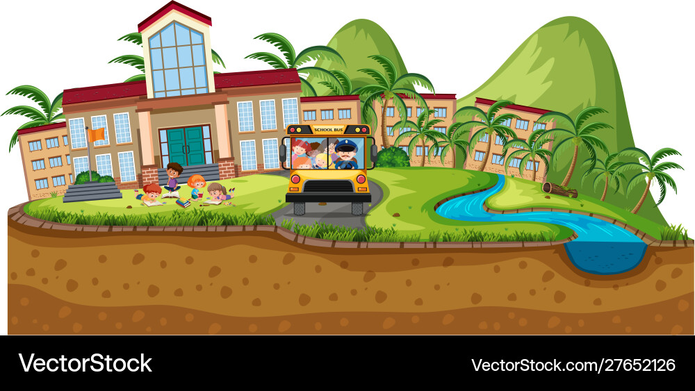 Background scene school buildings Royalty Free Vector Image