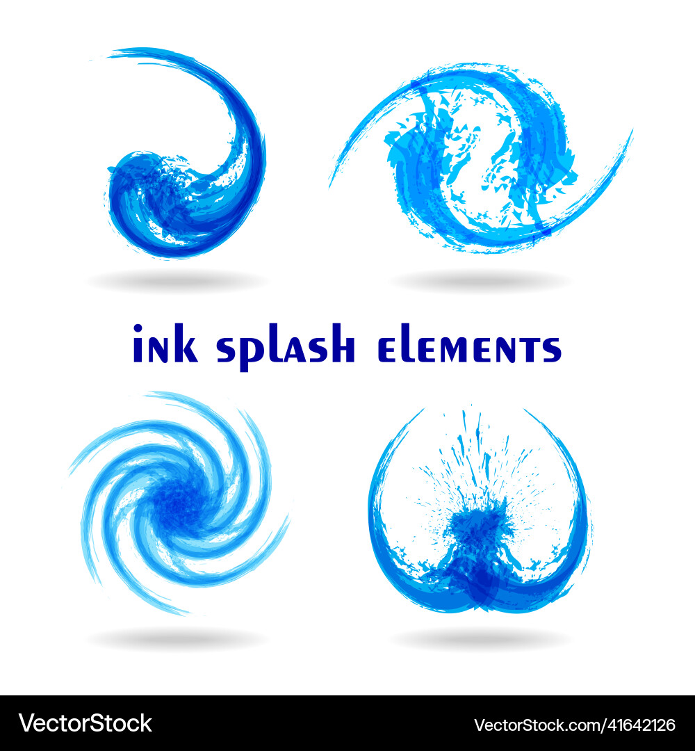 Blue ink splash logos set swirl water wave design Vector Image