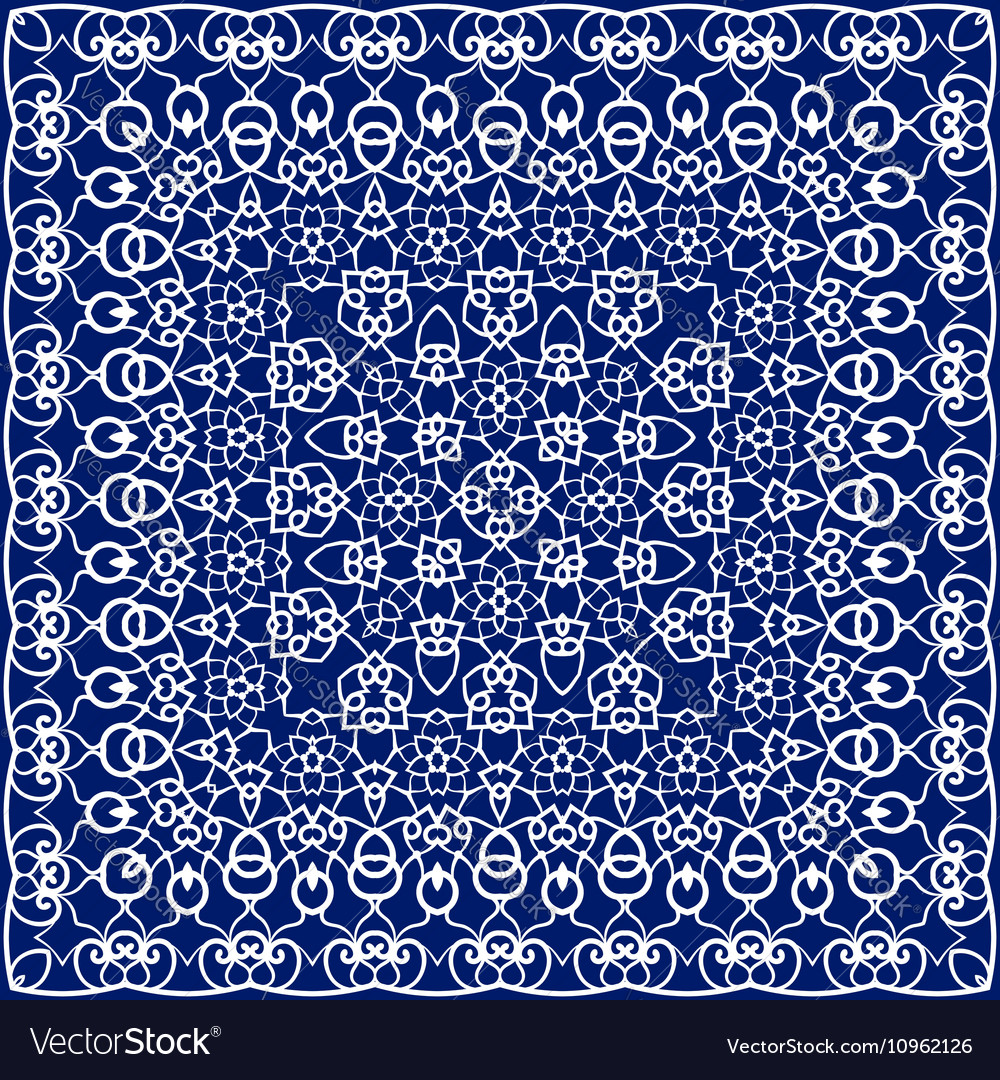 Blue scarf with white pattern Royalty Free Vector Image