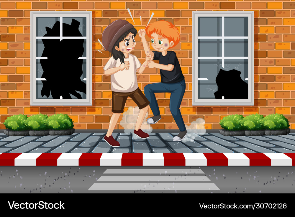 Domestic violence scene with people fighting Vector Image