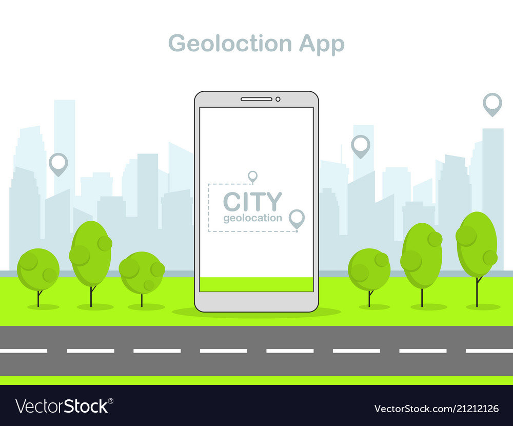 Flat linear mobile geolocation app Royalty Free Vector Image