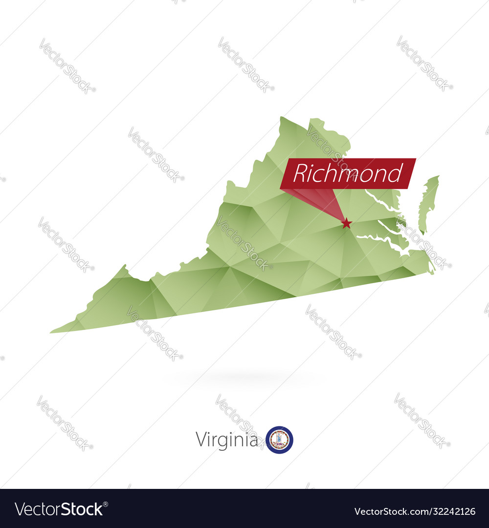 Green gradient low poly map virginia Royalty Free Vector