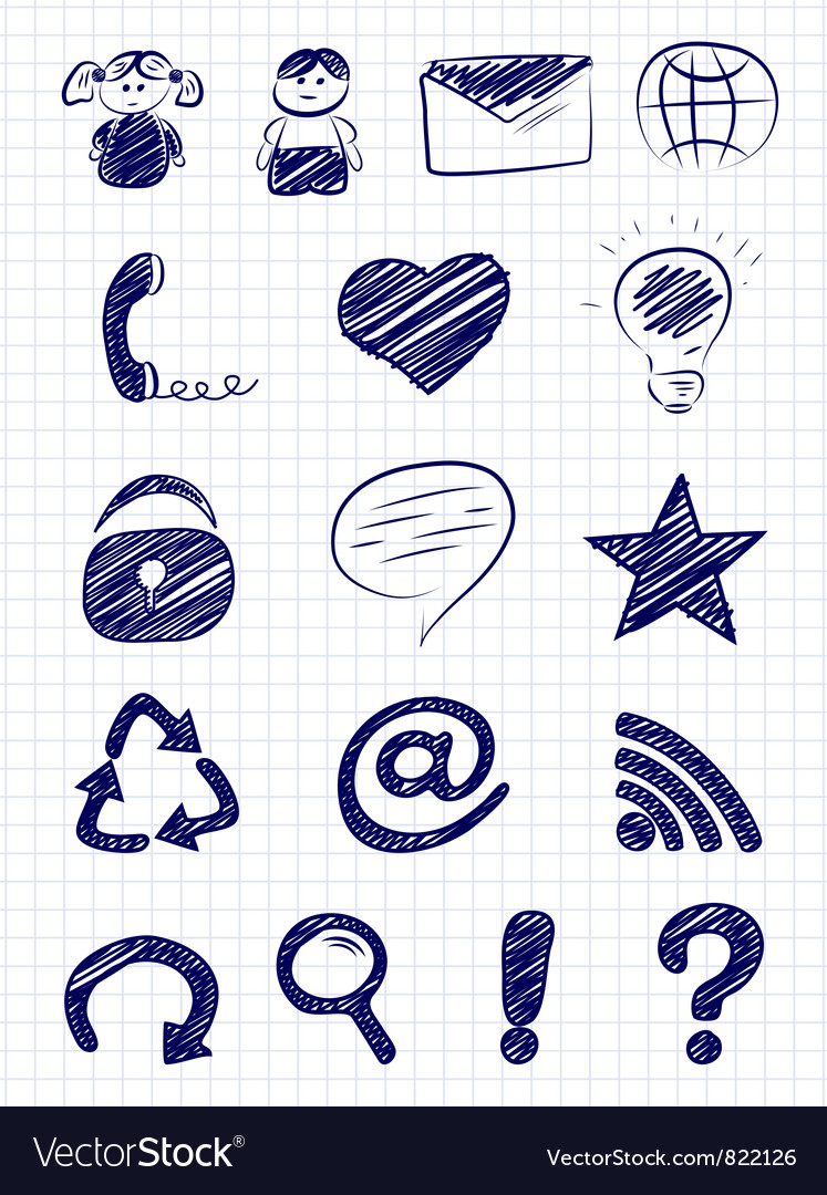 Hand drawn internet and web icons Royalty Free Vector Image
