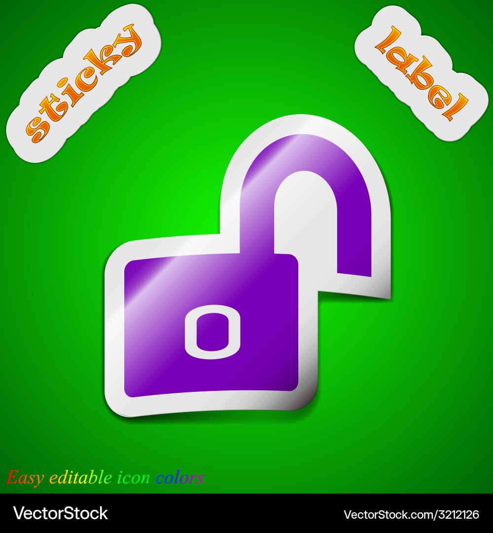 Lock icon sign symbol chic colored sticky label Vector Image